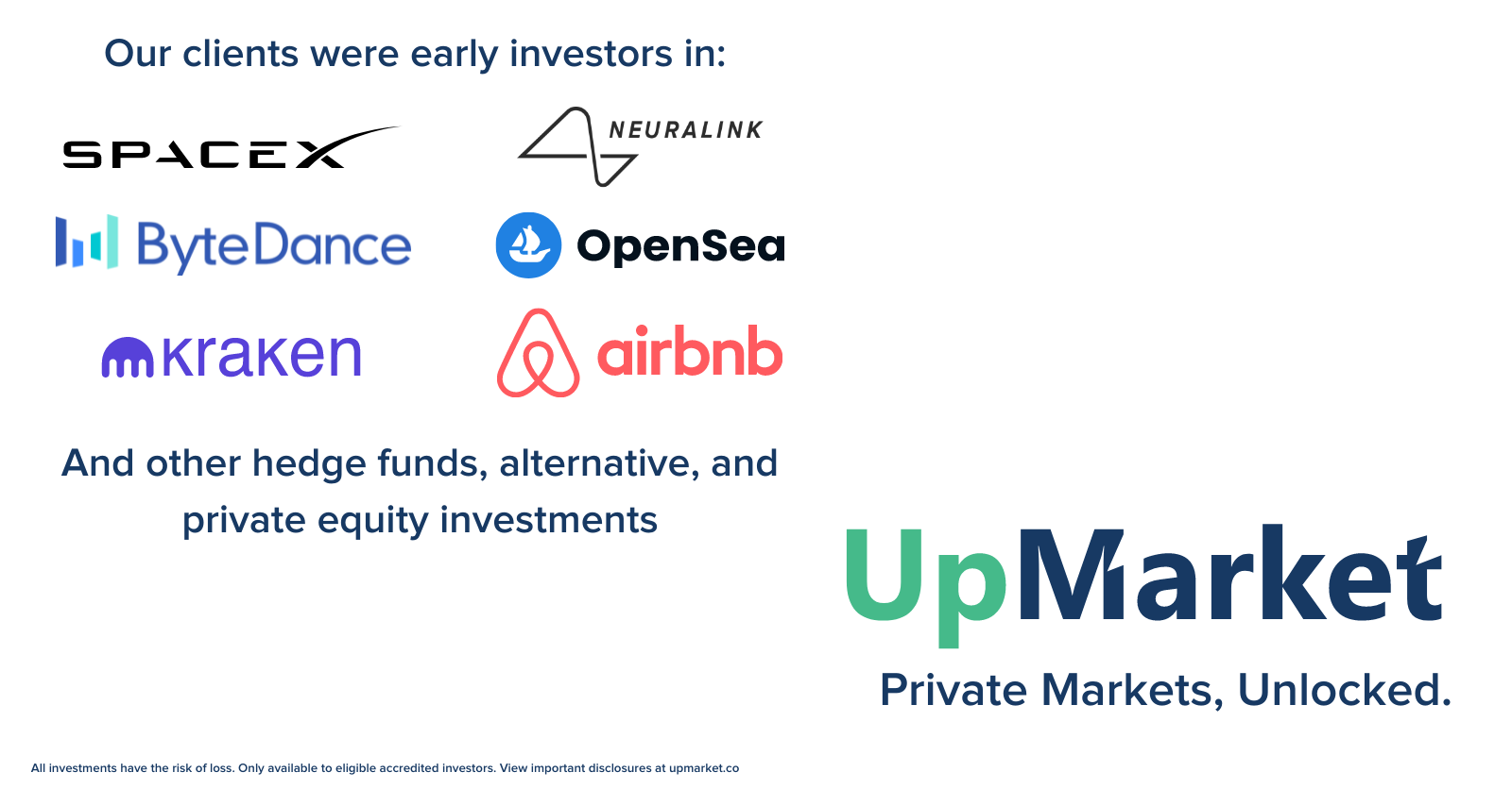 UpMarket - Private Markets, Unlocked. Over $120M invested.