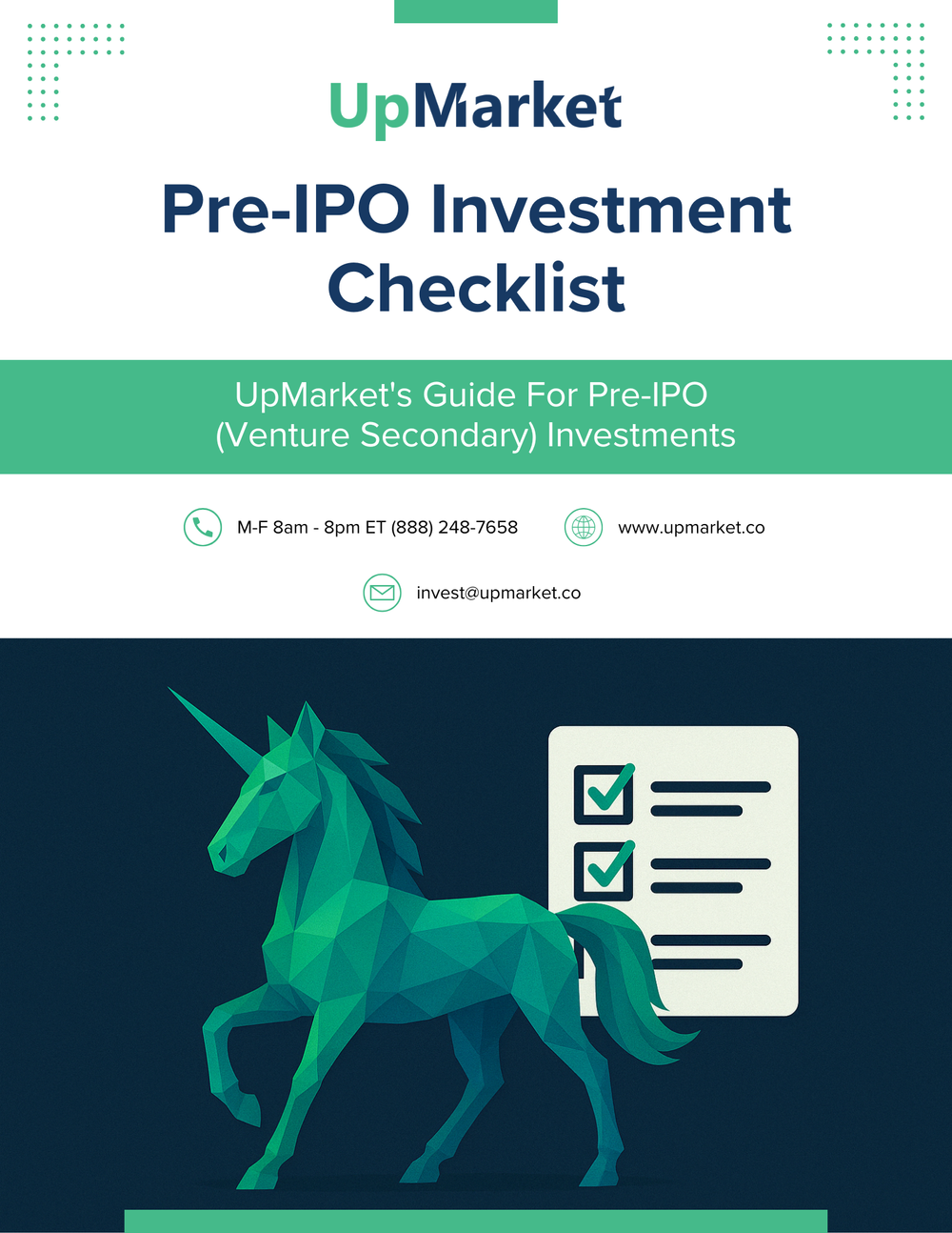Free Pre-IPO Investment Checklist & Venture Secondaries Guide